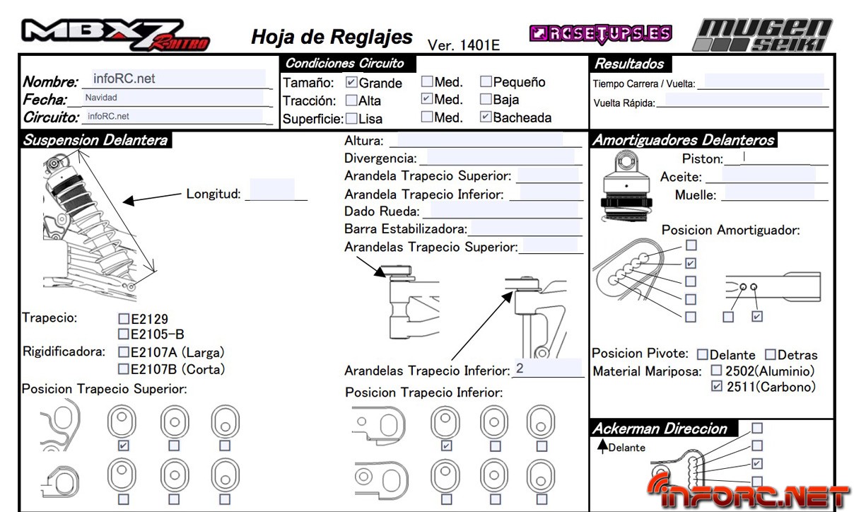 Mugen MBX7r - Hoja de reglajes editable en PDF. Por RCSetups - infoRC.net